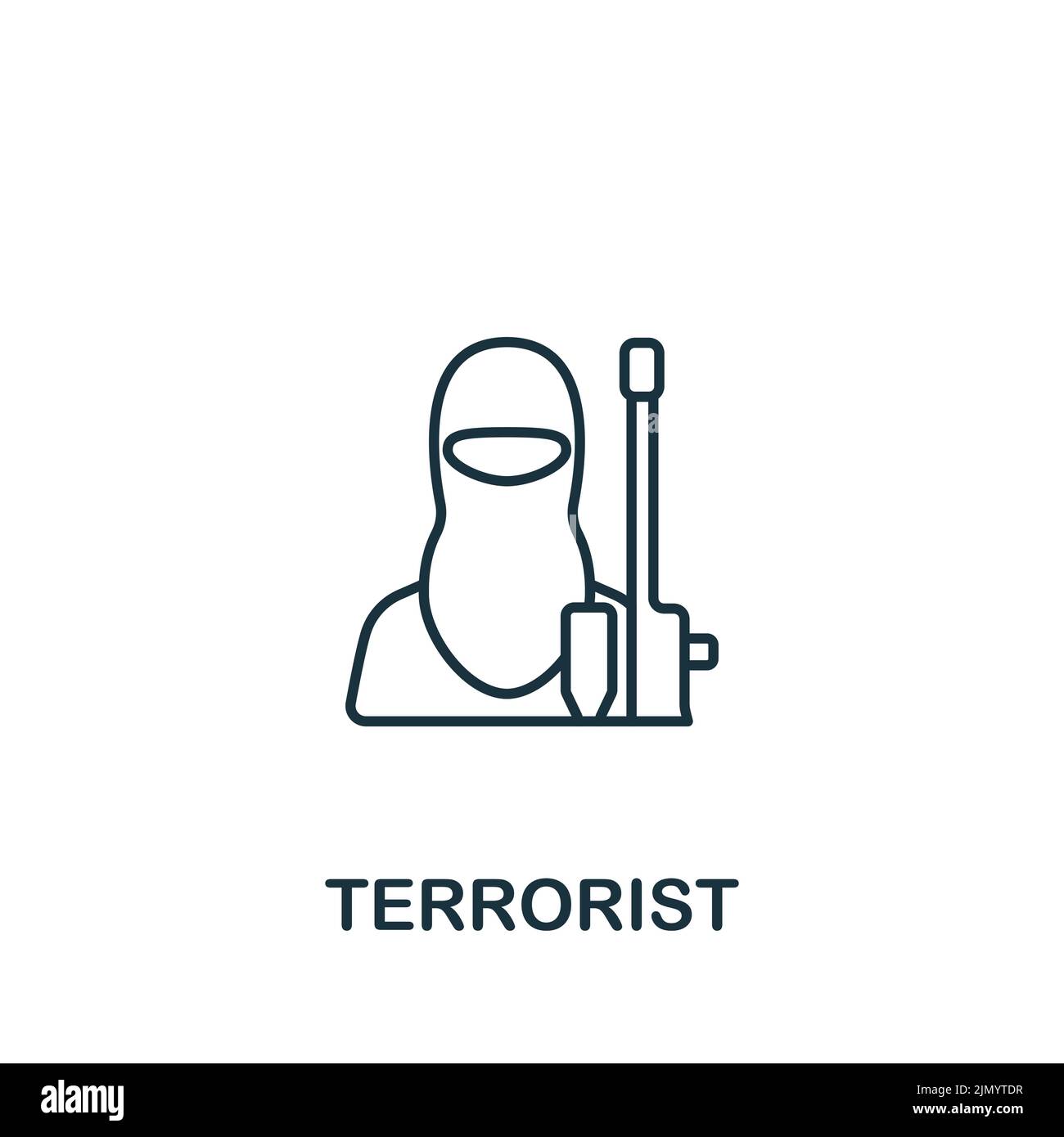 Terrorist icon. Monochrome simple line Crime icon for templates, web ...