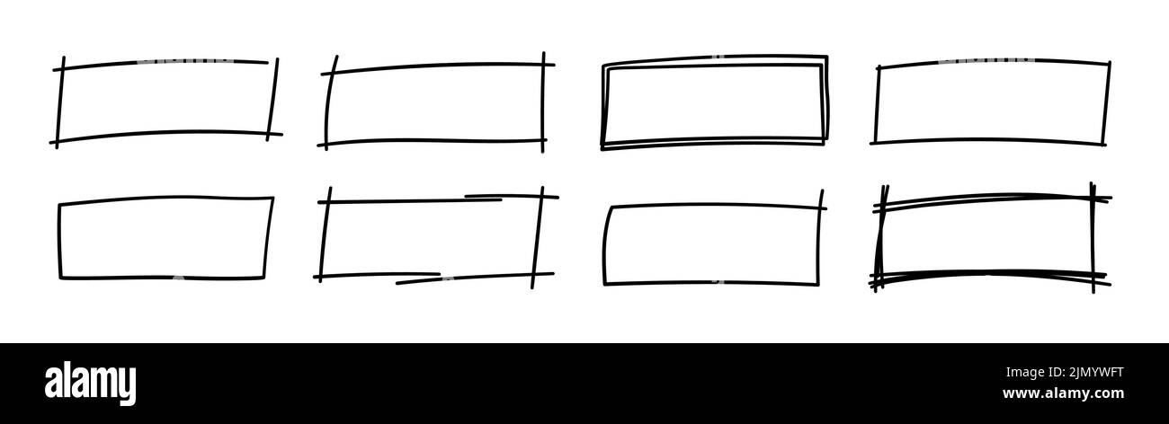 Hand drawn rectangle frames. Grungy scribble rectangle frames. Doodle ...
