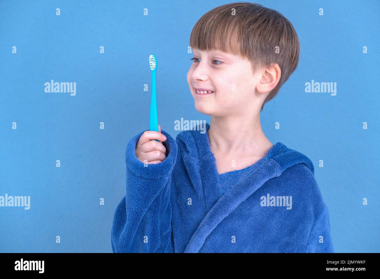 the boy with the toothbrush. Health care, dental hygiene. Little boy ...