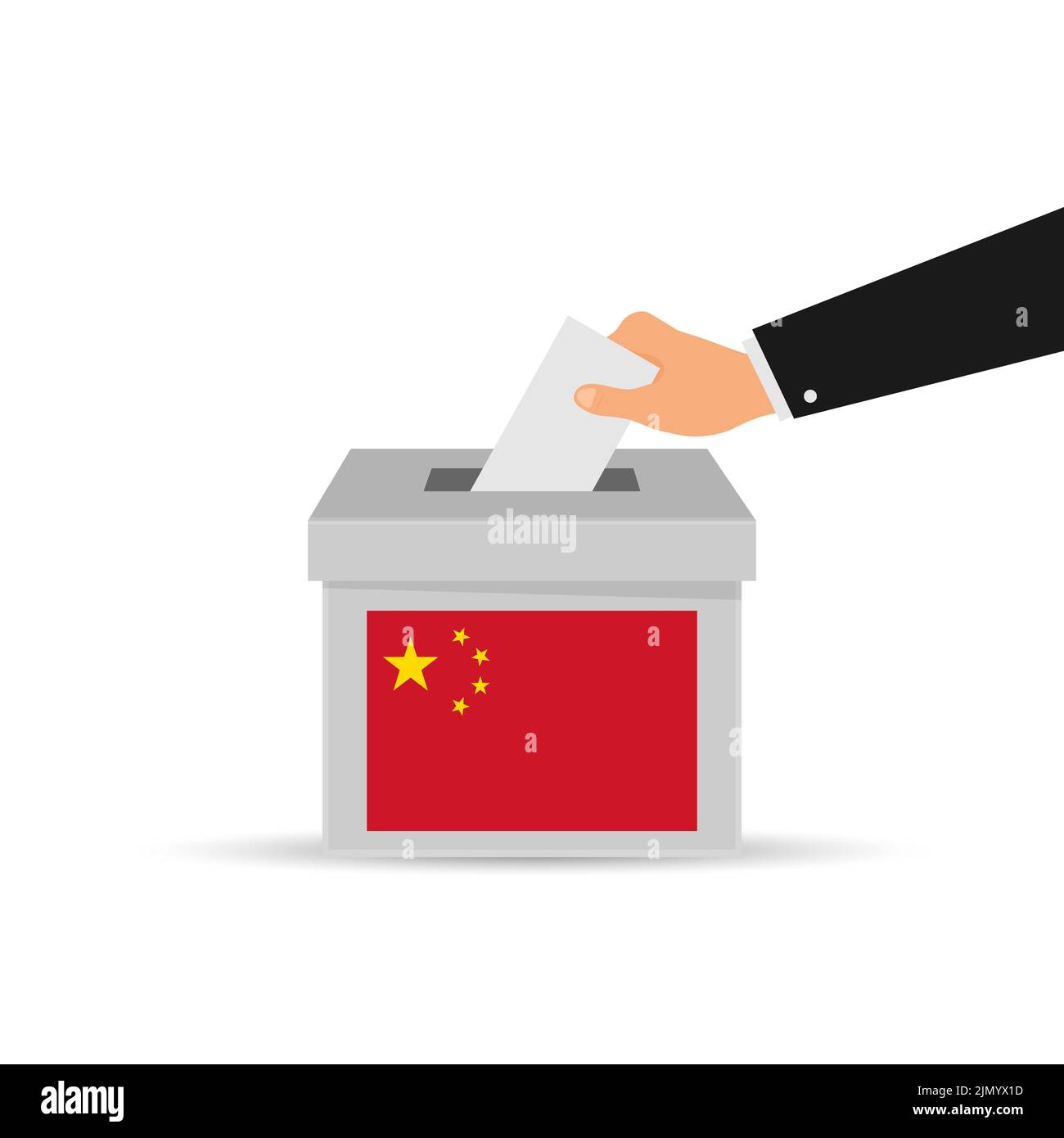 Chinese voting concept. Hand putting paper in the ballot box. China ...