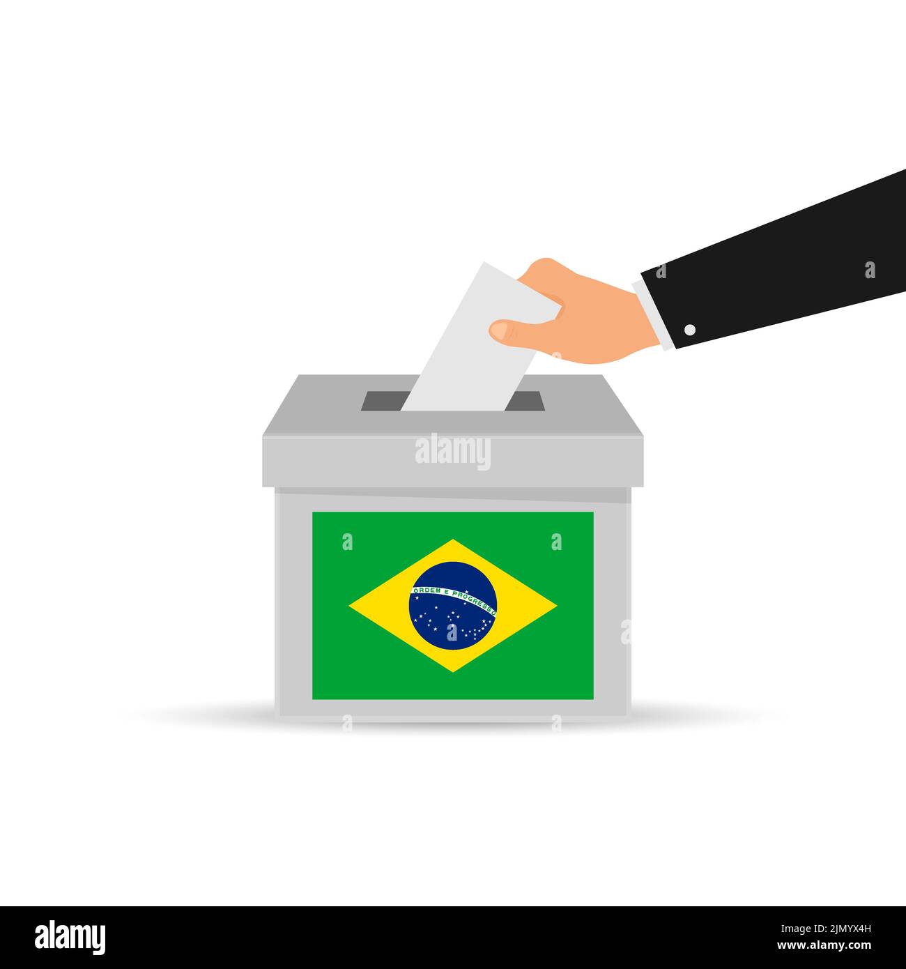 Brazilian voting concept. Hand putting paper in the ballot box ...