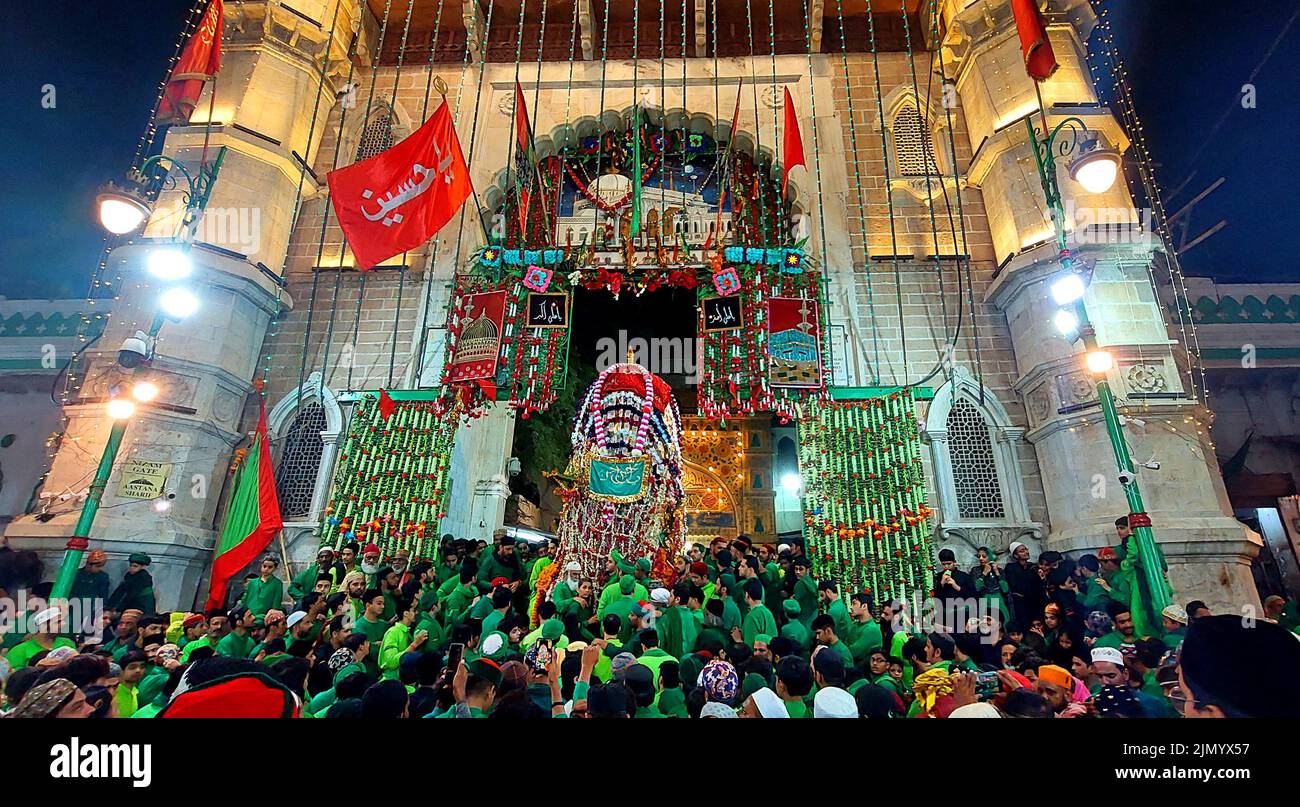 Indian Muslims take part in a Tajia procession during the sacred ...