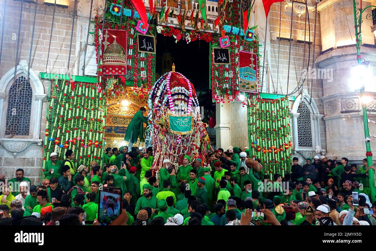 Indian Muslims take part in a Tajia procession during the sacred ...