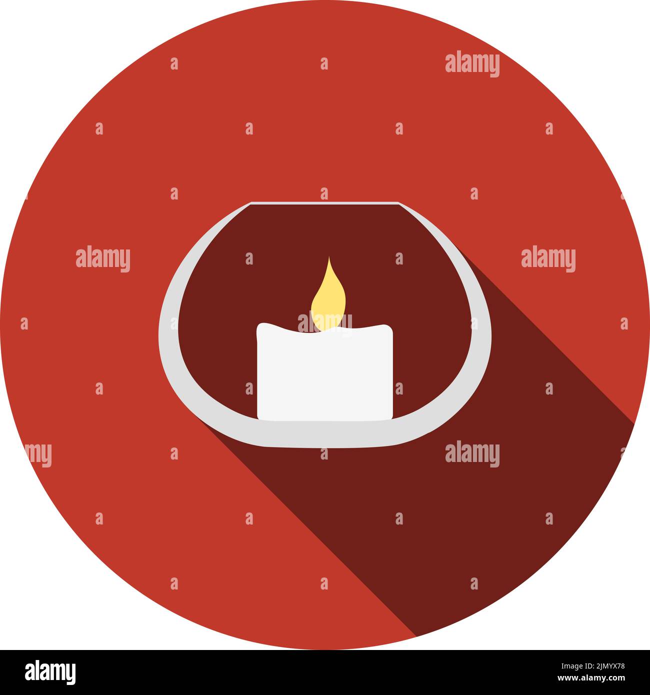 Candle In Glass Icon. Flat Circle Stencil Design With Long Shadow ...