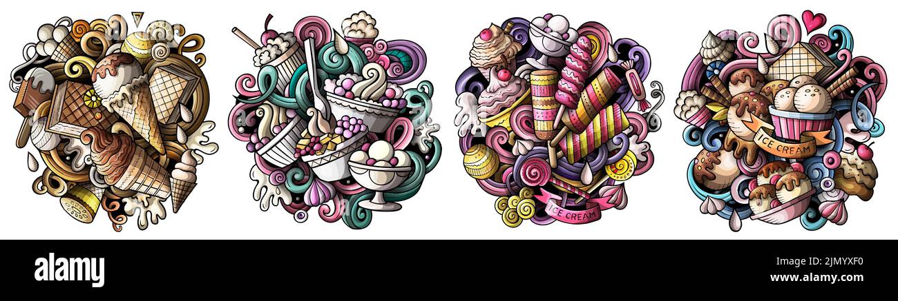 Ice Cream cartoon vector doodle designs set Stock Vector Image & Art ...
