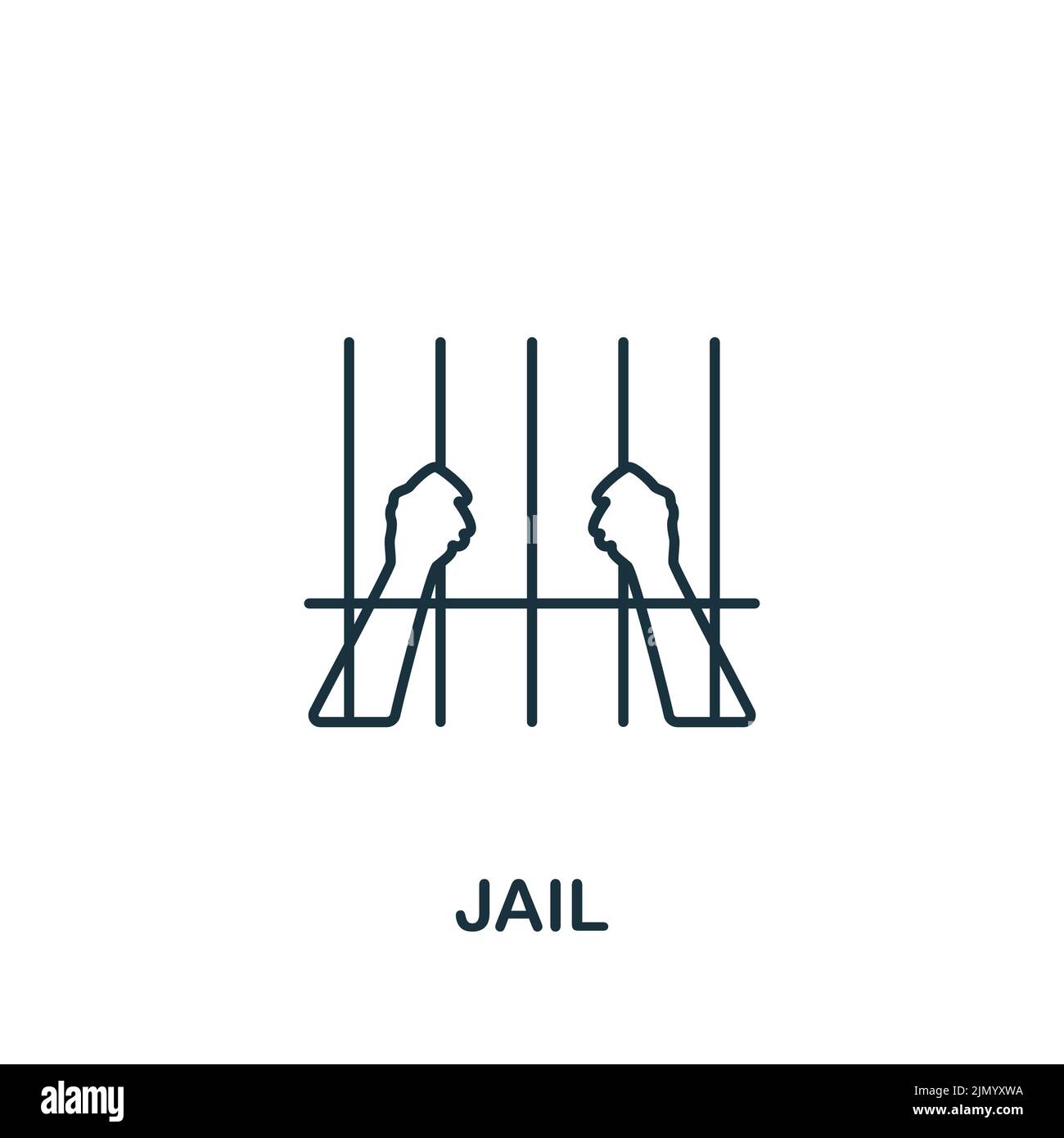 Jail icon. Monochrome simple line Crime icon for templates, web design ...