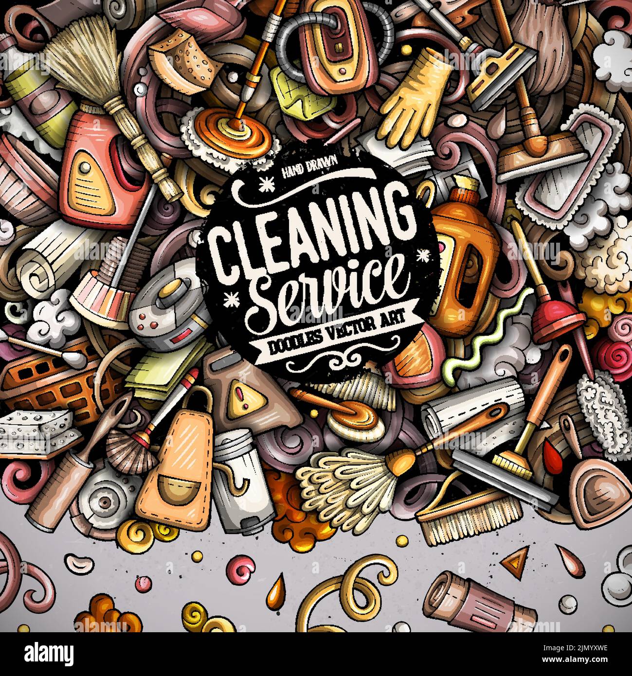 Cleaning vector doodles funny frame Stock Vector Image & Art - Alamy