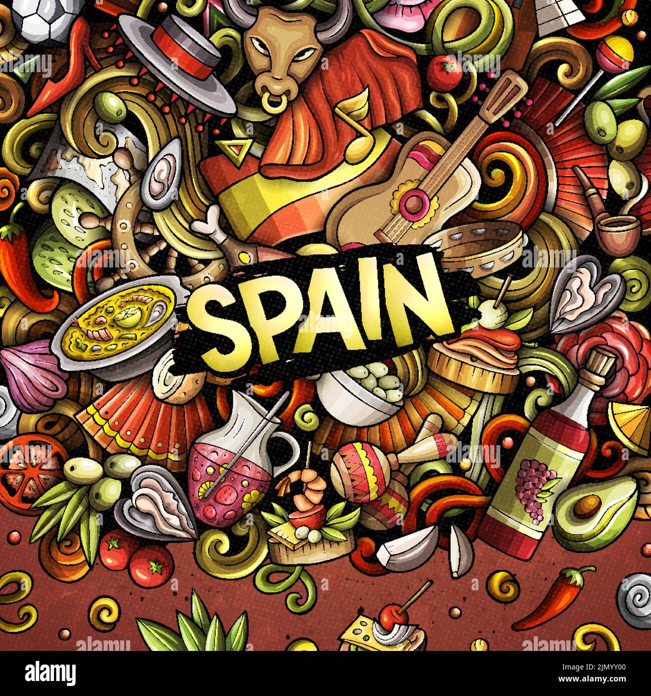 Spain cartoon vector doodles frame Stock Vector Image & Art - Alamy