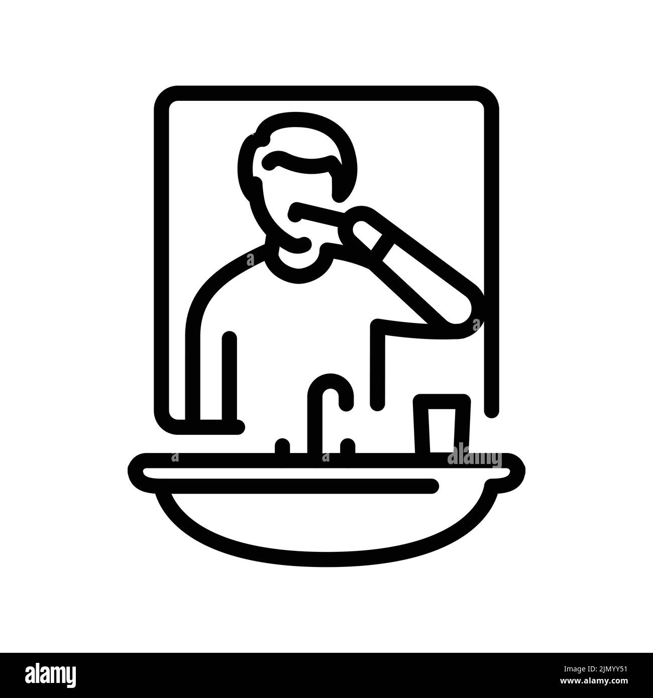 Brush teeth black line icon. Routine. Pictogram for web page Stock ...