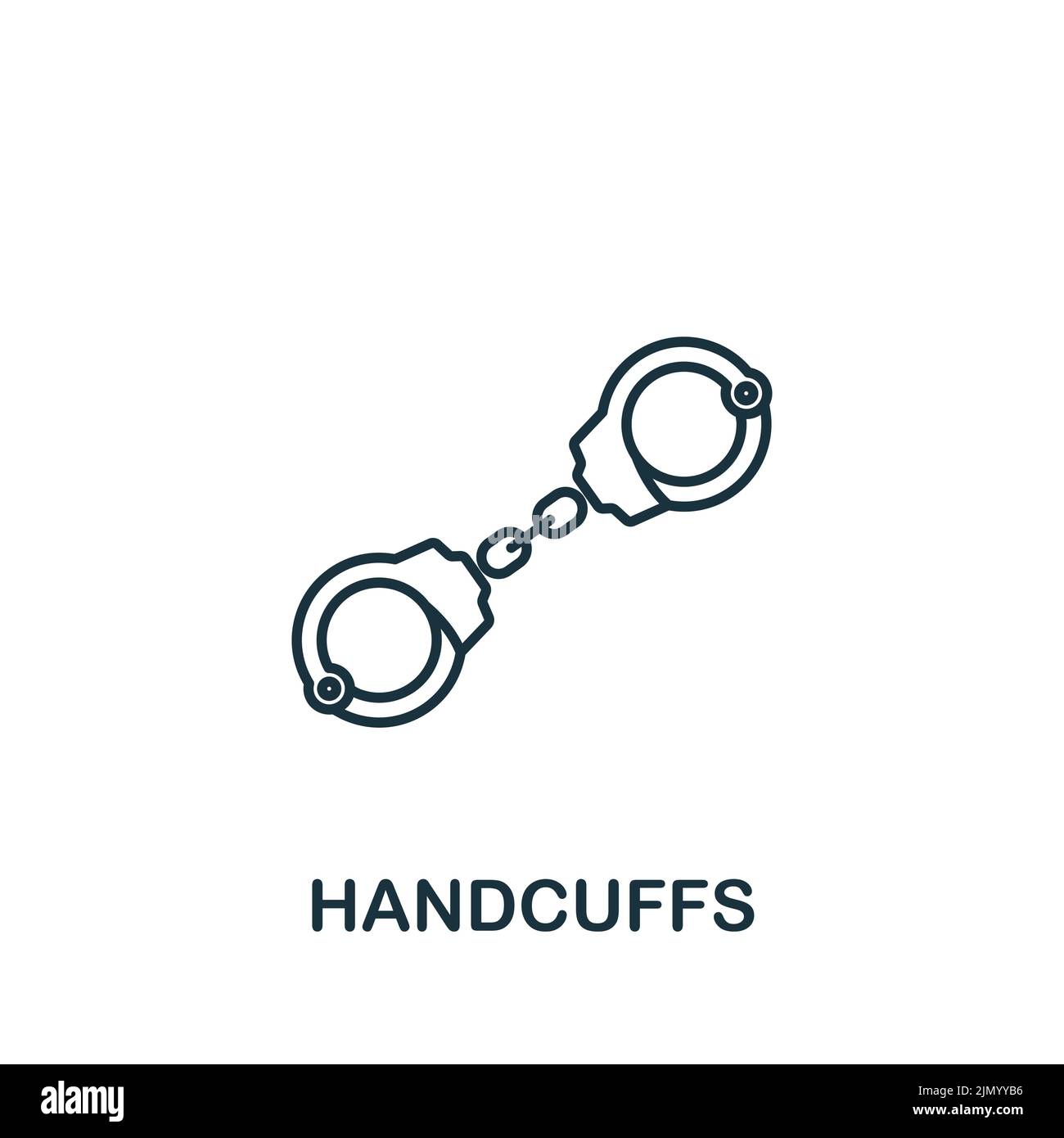 Handcuffs icon. Monochrome simple line Crime icon for templates, web ...
