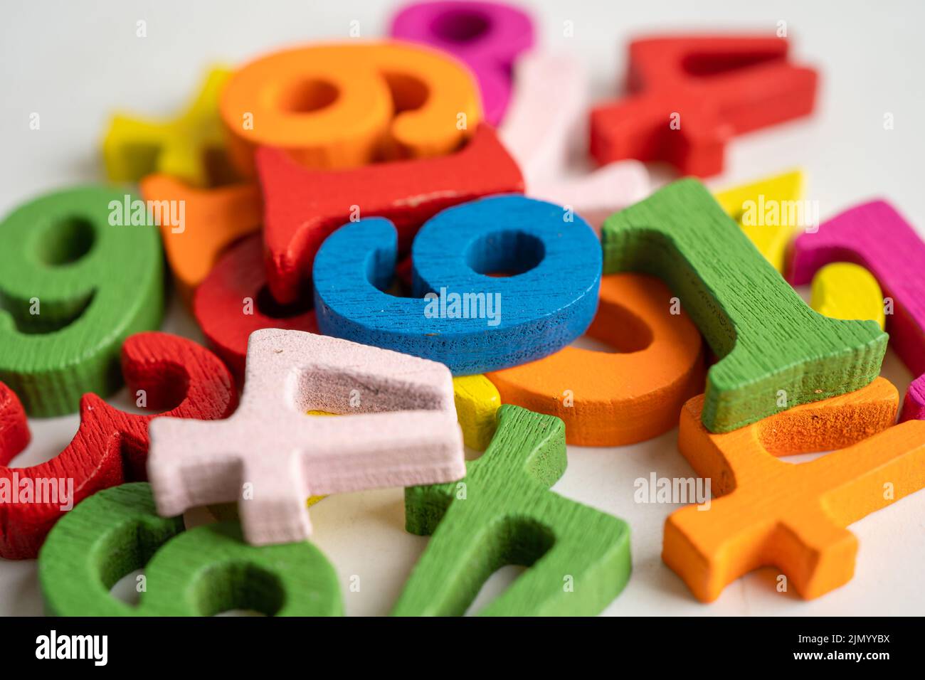 Math number colorful on white background, education study mathematics ...