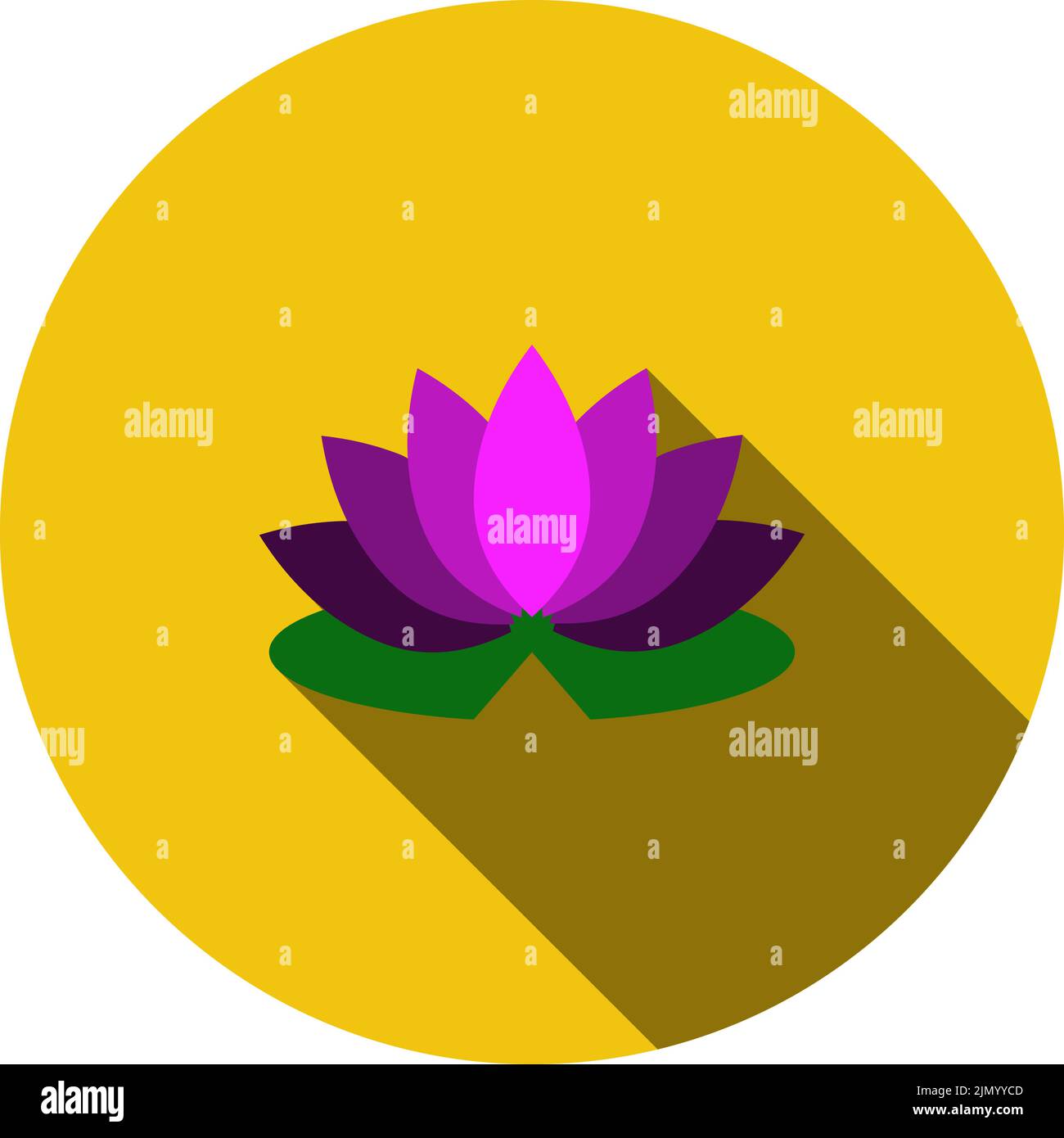 Lotus Flower Icon Flat Circle Stencil Design With Long Shadow Vector