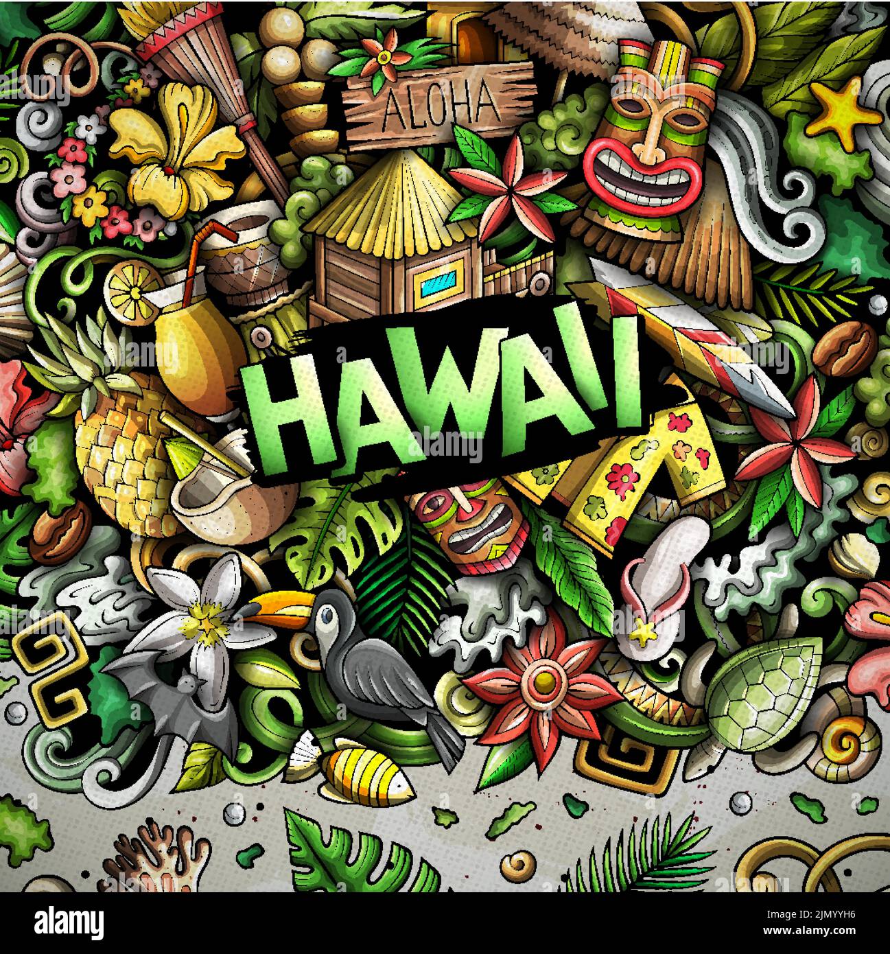 Hawaii cartoon vector doodles frame Stock Vector Image & Art - Alamy Hawaii cartoon vector doodles frame Stock Vector Image & Art - Alamy