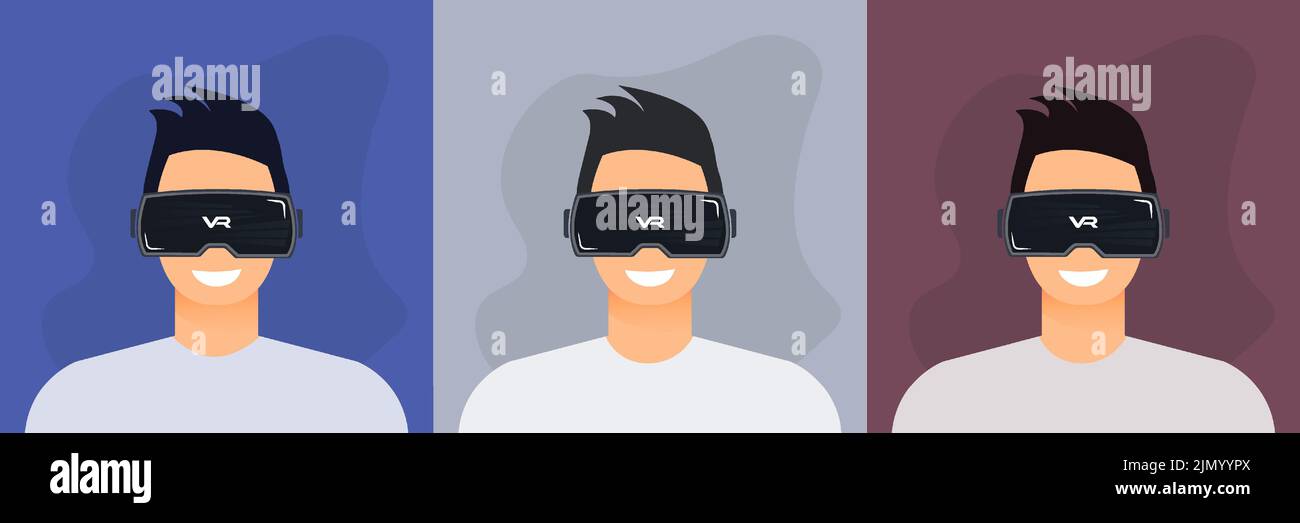 Male character using virtual reality device. Metaverse, VR, future ...