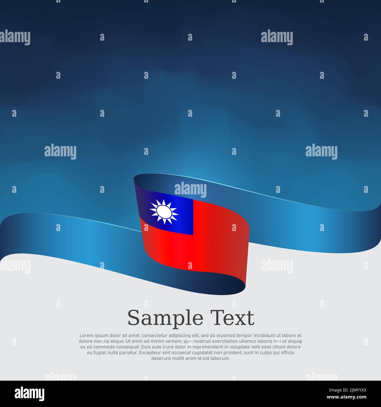 Taiwan flag on blue white background. Republic of China. State ...