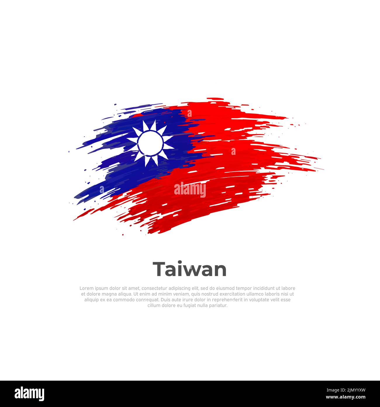 Taiwan flag. Brush strokes. Brush painted taiwanese flag on a white ...