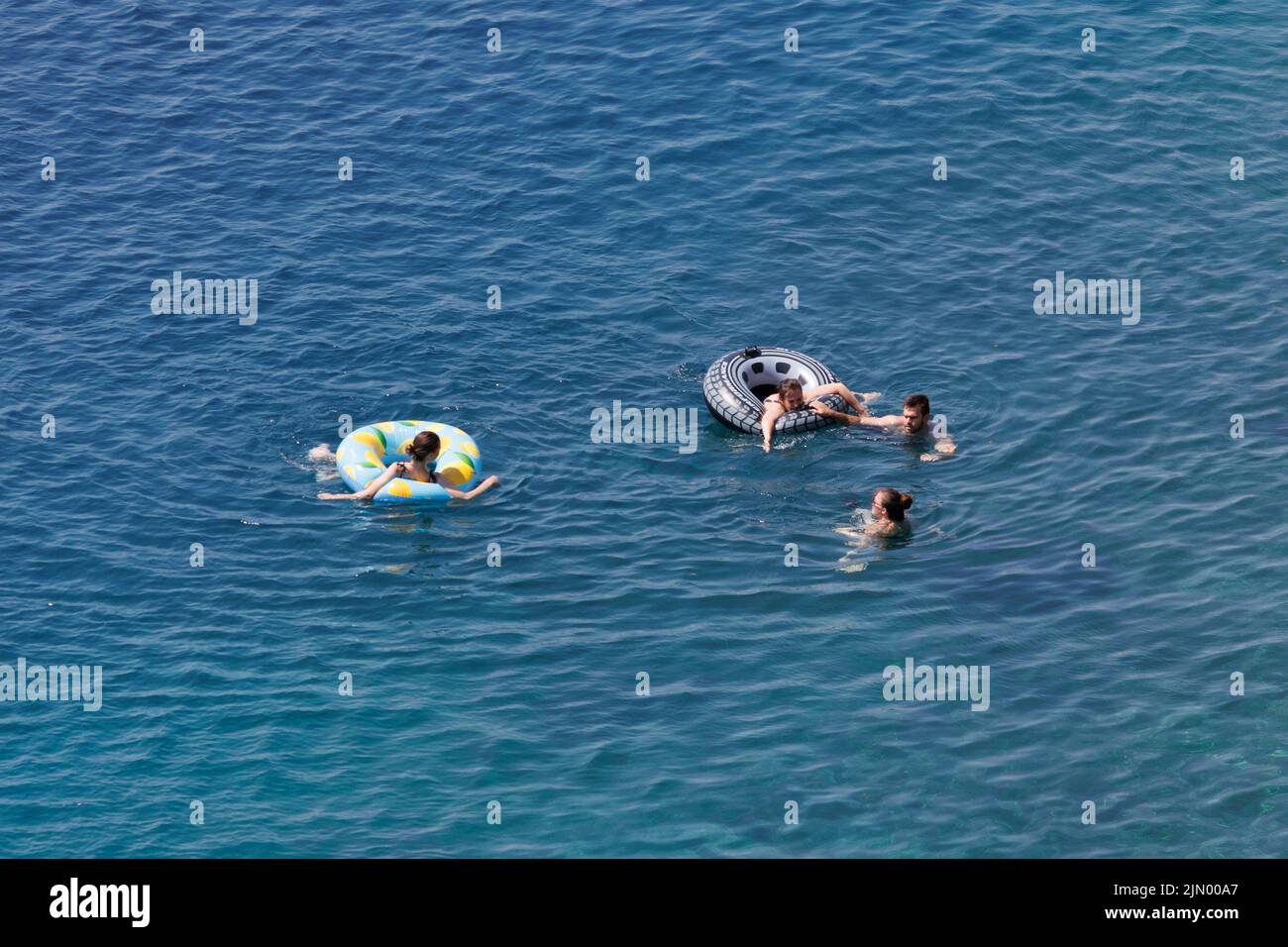 Tourists enjoy Sablicevo beach during high temperatures in Rijeka ...