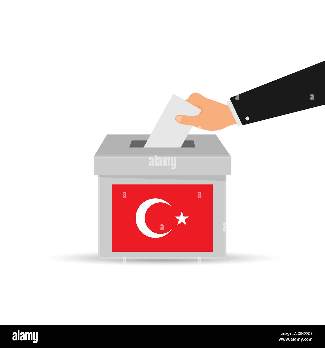 Turkey voting concept. Hand putting paper in the ballot box. Isolated ...