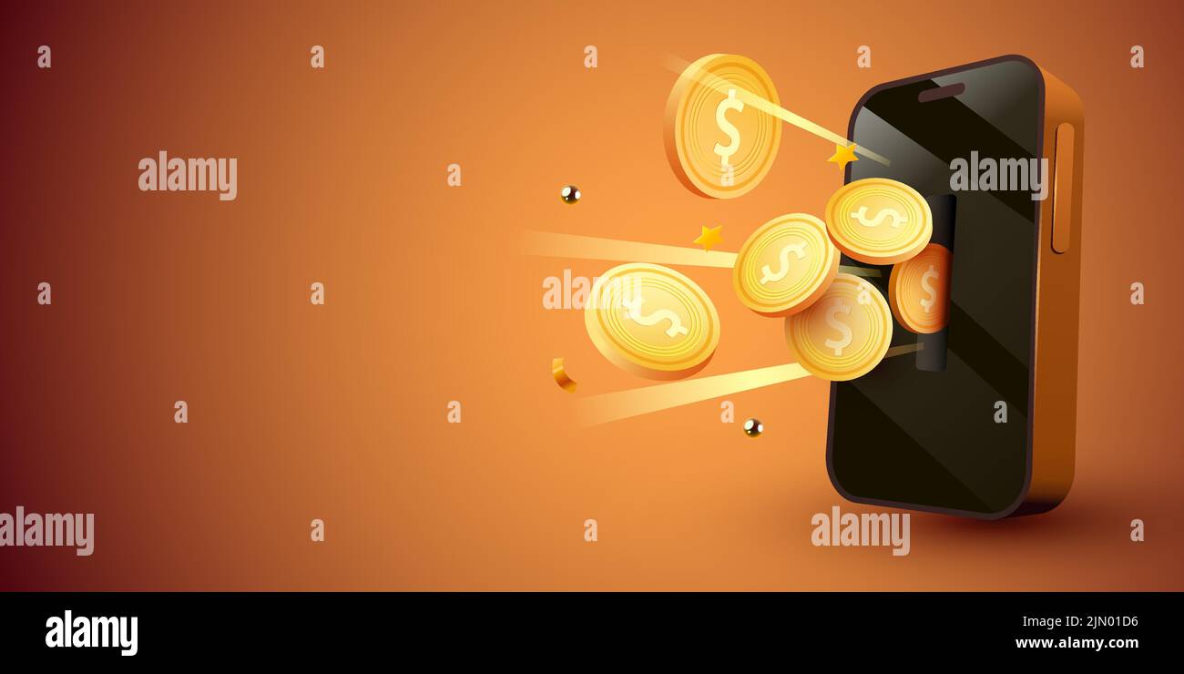 Mobile banking app and e-payment. Smartphone electronic phone wallet ...