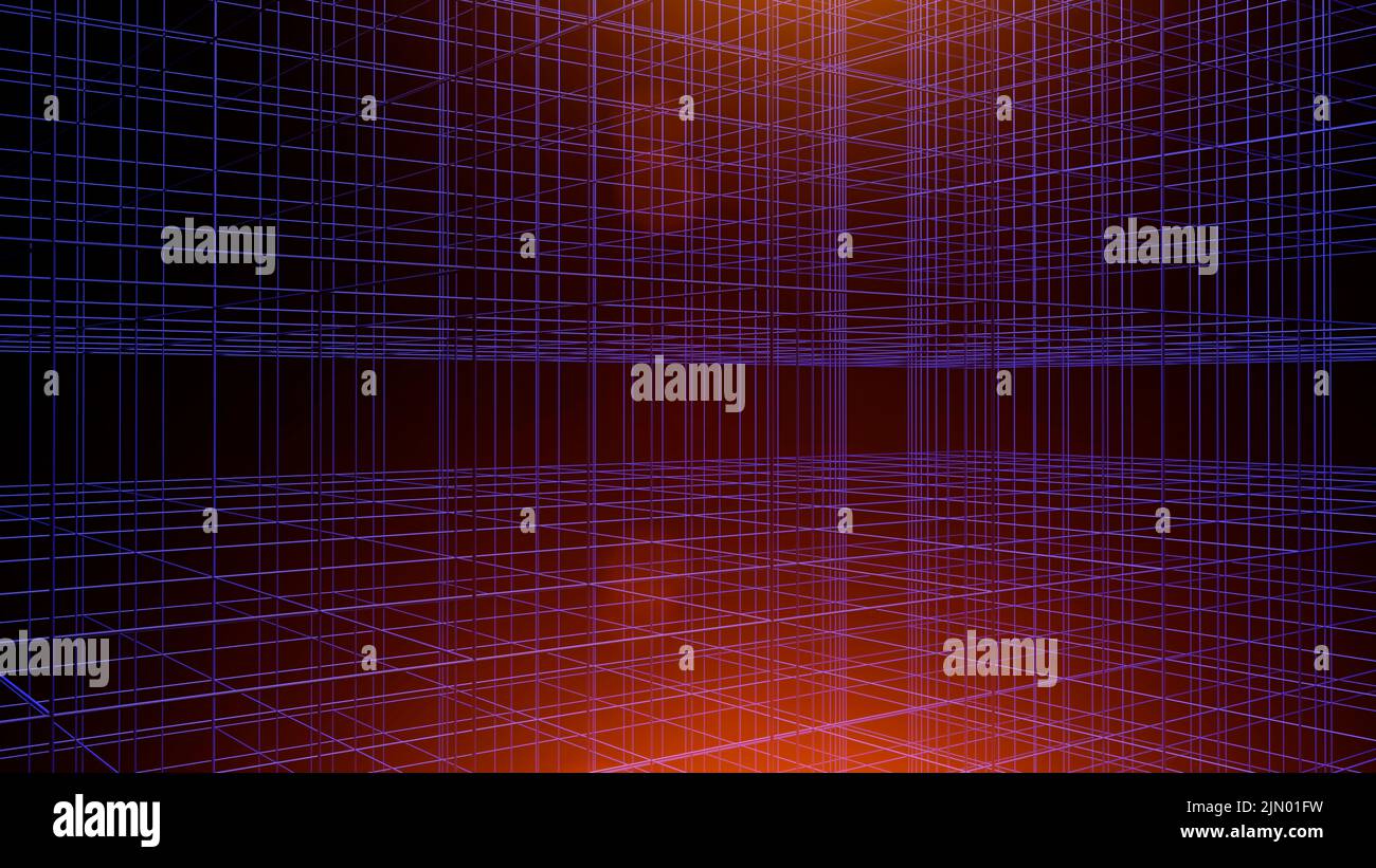 3d data abstract background. Technology digital blue grid lines on ...