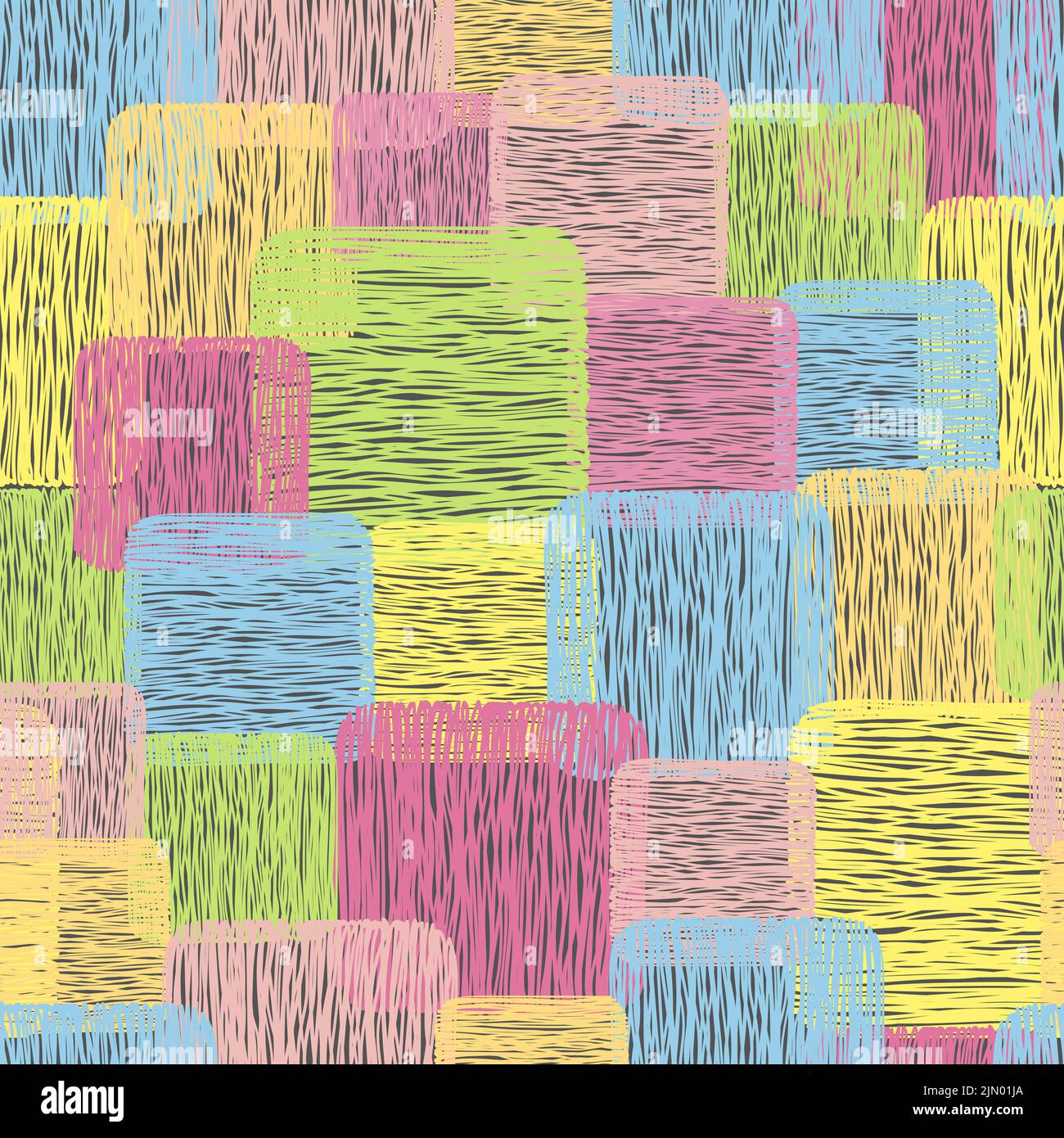 Seamless hand drawn squares pattern. Abstract colorful vector ...