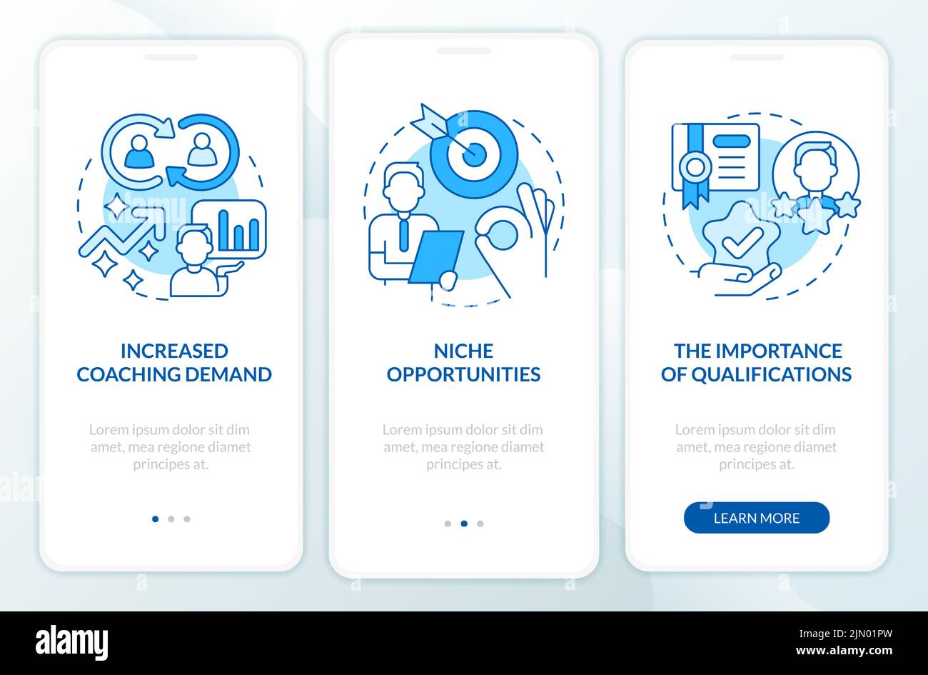 Executive coaching trends blue onboarding mobile app screen Stock ...