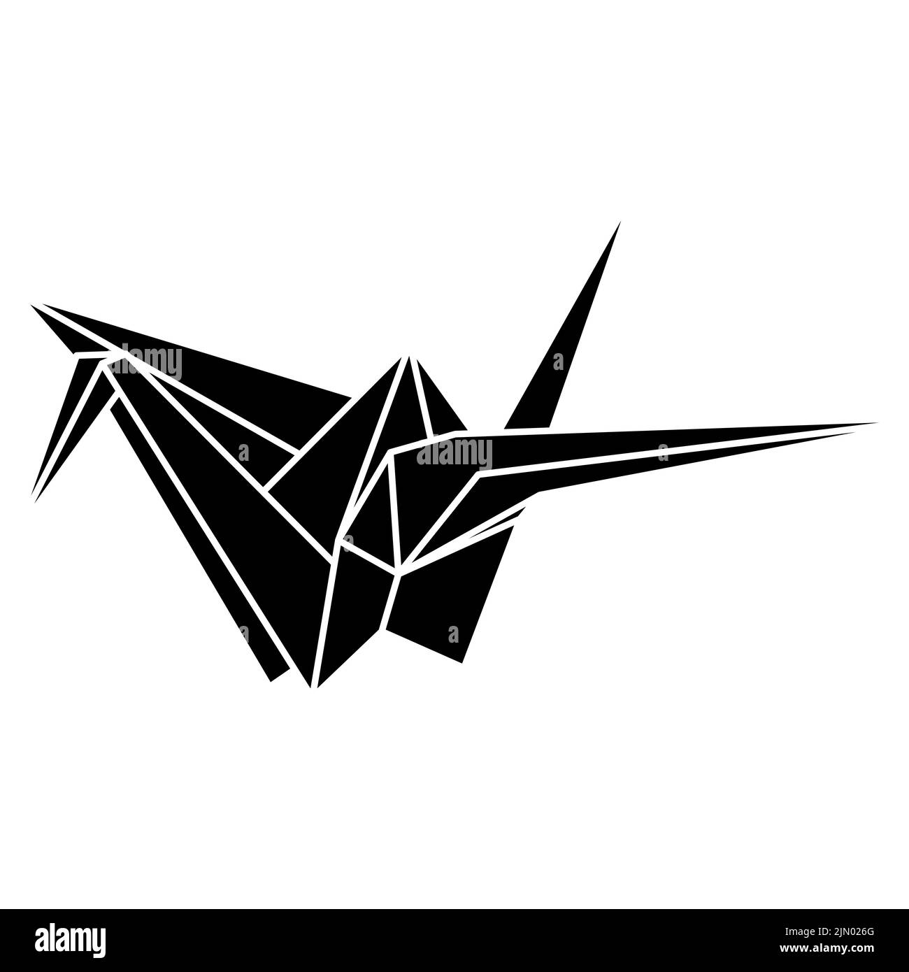 Origami crane vector silhouette illustration icon isolated on white ...