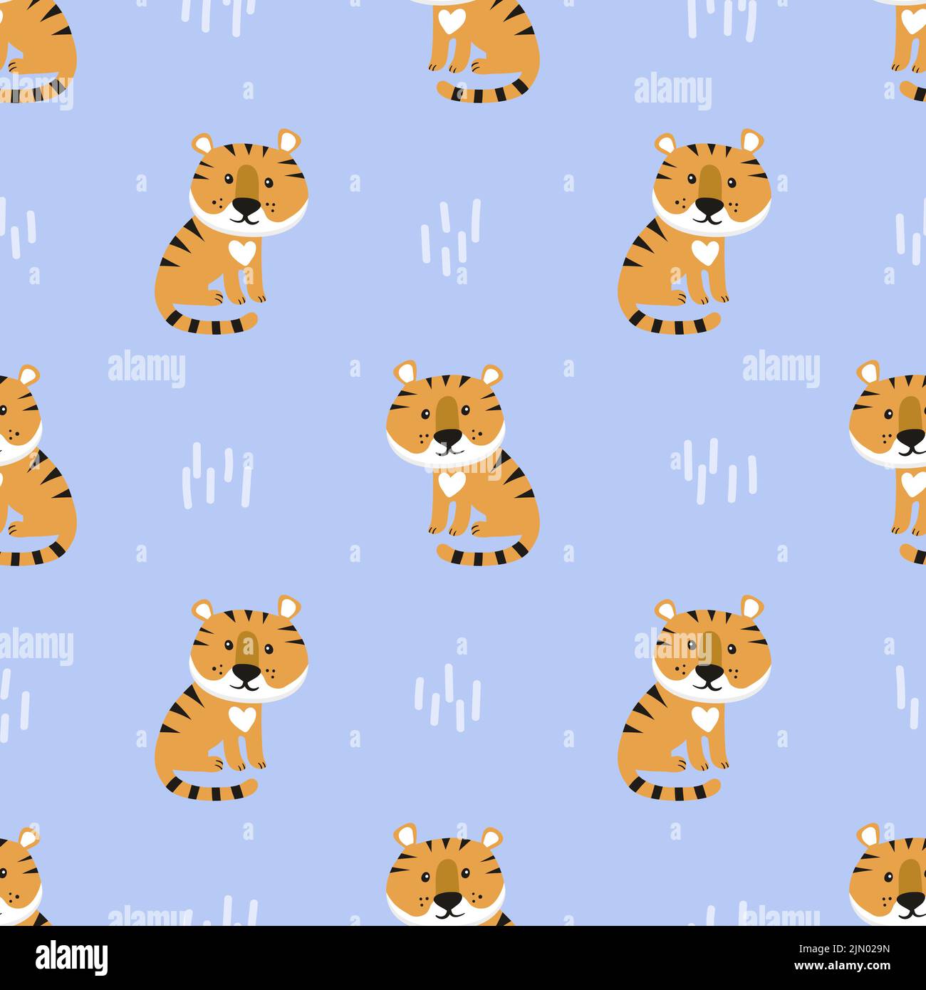 Seamless baby pattern with cartoon tiger. Vector animal illustration ...
