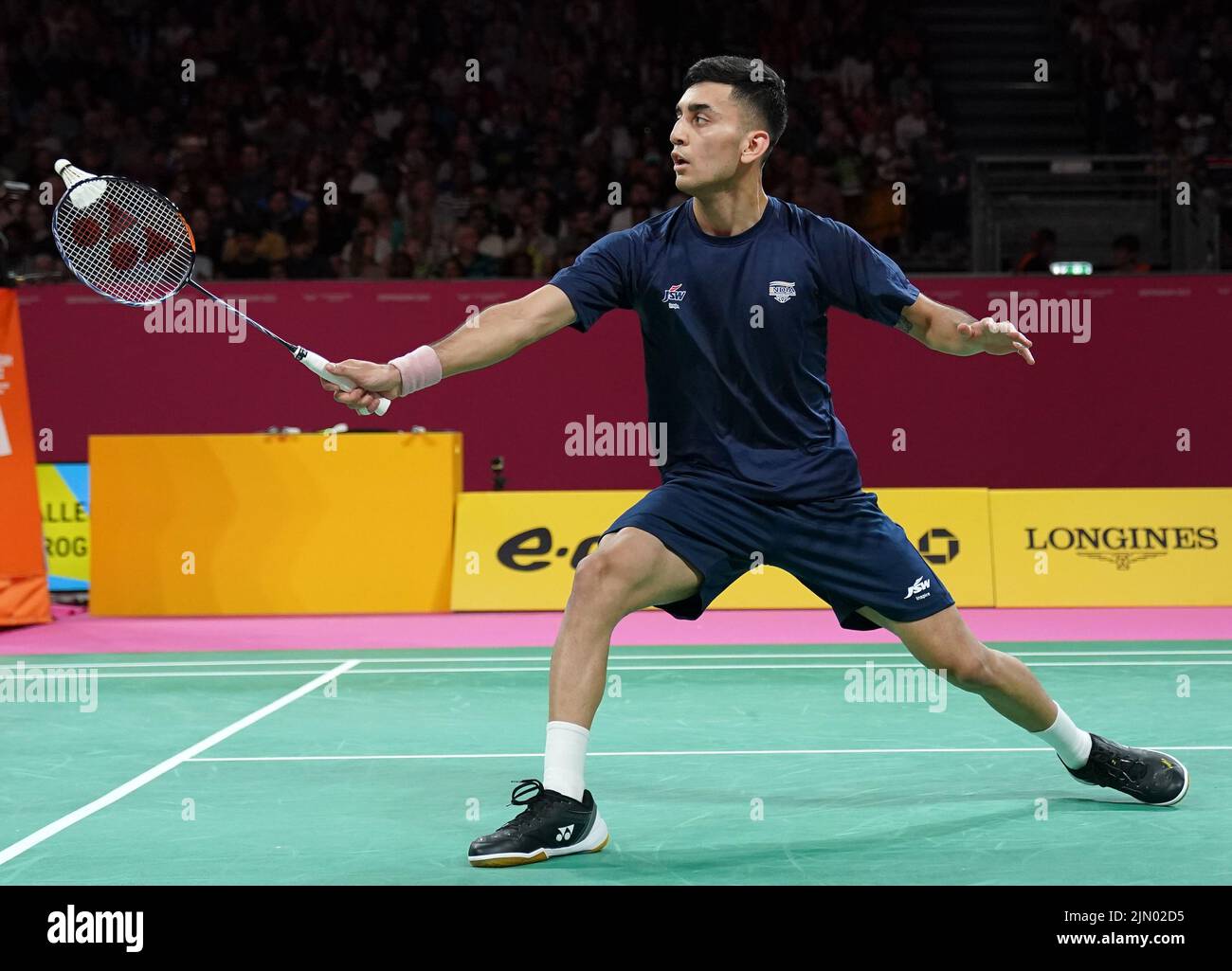 India's Lakshya Sen in the Men's Singles Gold Medal Match at The NEC on ...