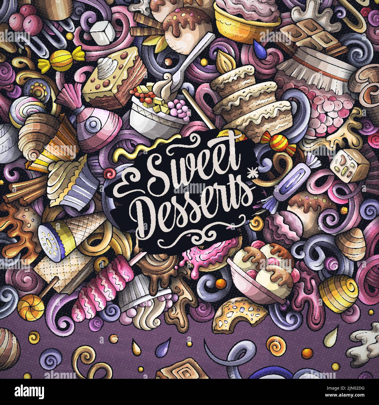 Sweet food cartoon vector doodles frame Stock Vector Image & Art - Alamy