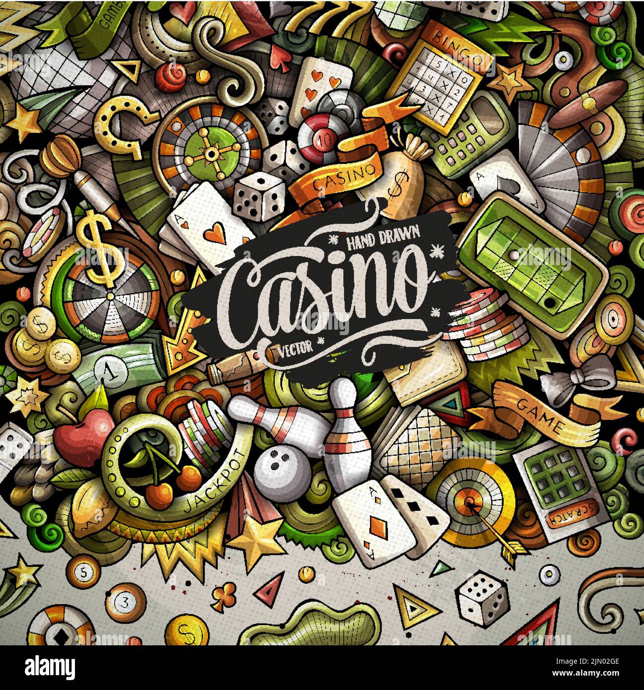 Casino hand drawn vector doodles frame Stock Vector Image & Art - Alamy