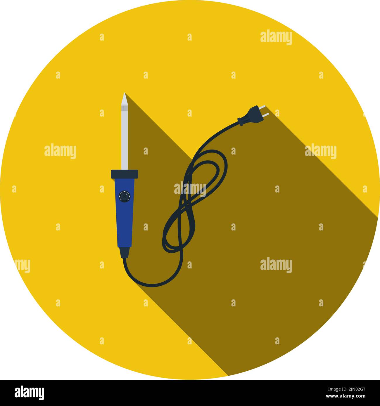 Soldering Iron Icon. Flat Circle Stencil Design With Long Shadow. Vector Illustration Stock ...