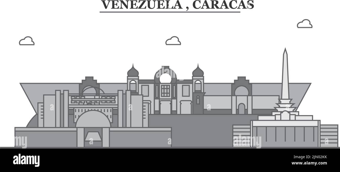 Venezuela, Caracas city skyline isolated vector illustration, icons ...