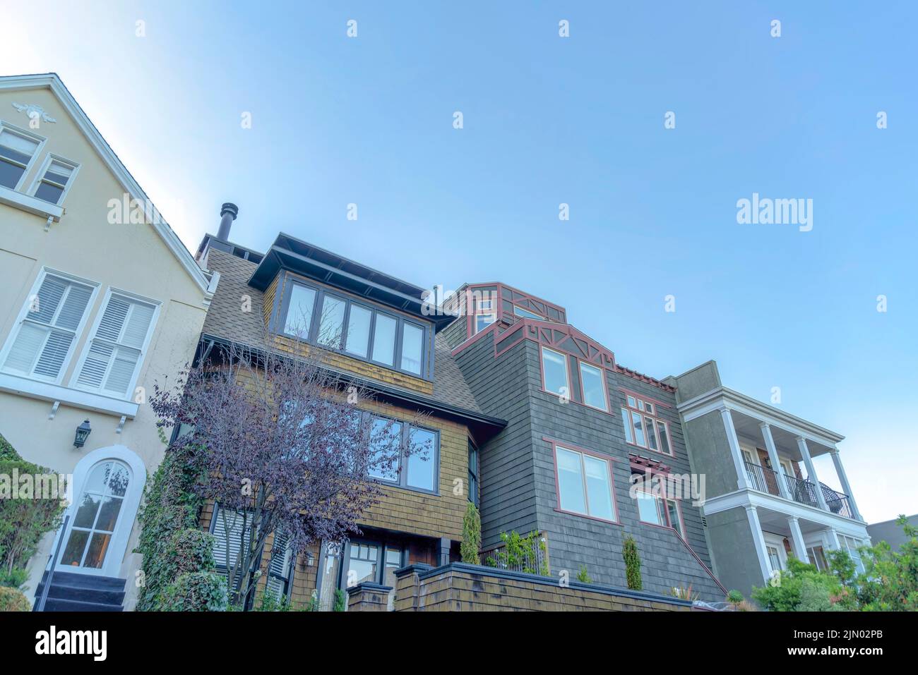 Houses in the suburbs of San Francisco, California. There are house on ...
