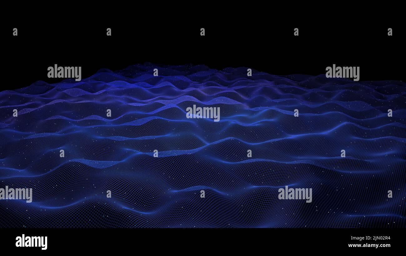 3d data abstract background. Technology digital blue wave lines on ...