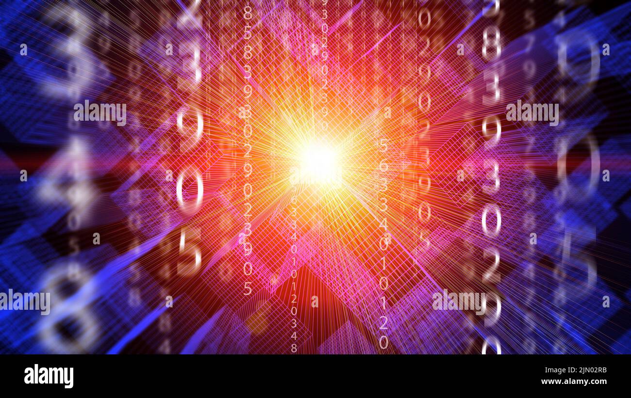 3d technology digital background. Abstract neon cyber lines and grid on ...