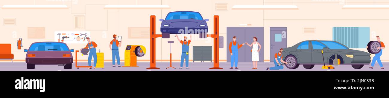 Professional car workshop. Mechanical maintenance automotive garage ...