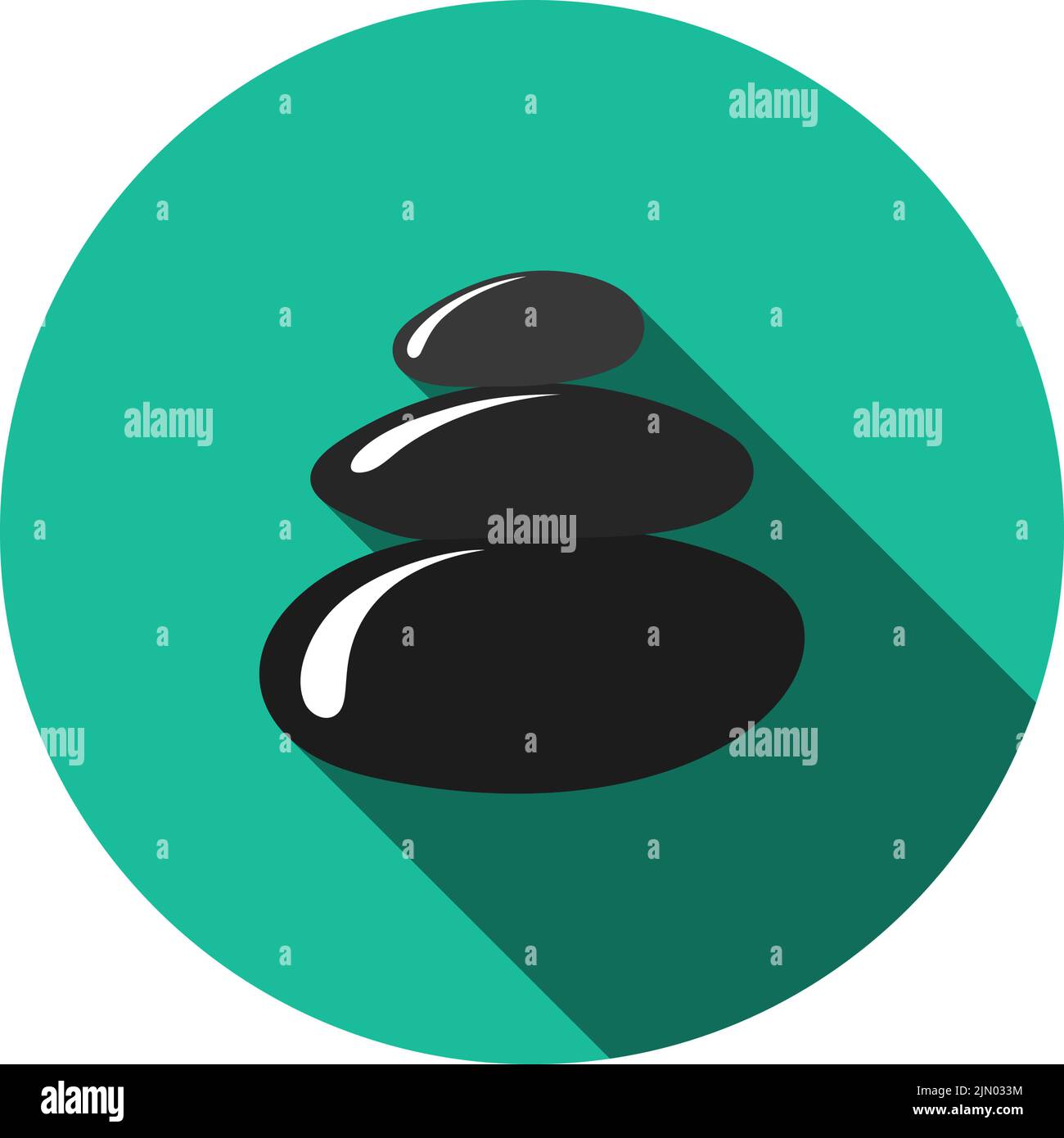 Spa Stones Icon. Flat Circle Stencil Design With Long Shadow. Vector ...