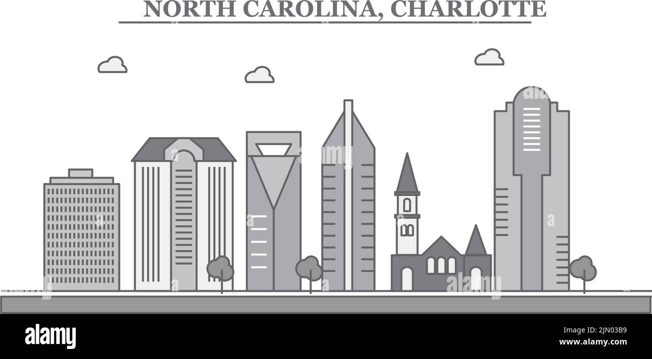 United States, Charlotte city skyline isolated vector illustration ...