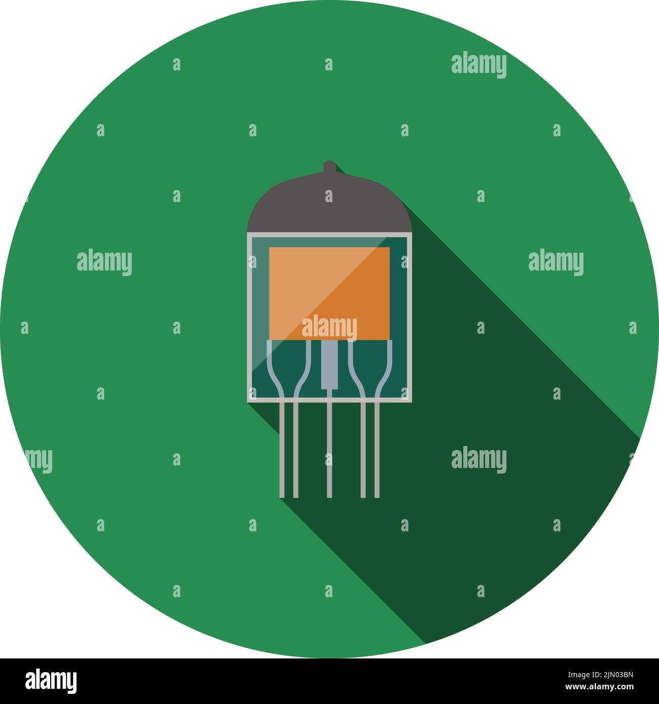 Electronic Vacuum Tube Icon. Flat Circle Stencil Design With Long ...