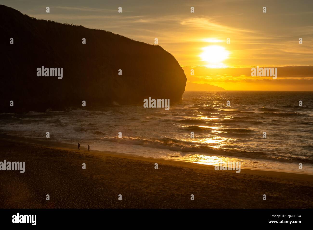 Beautiful sunset on the empty beach of Santa Barbara in the Island of ...