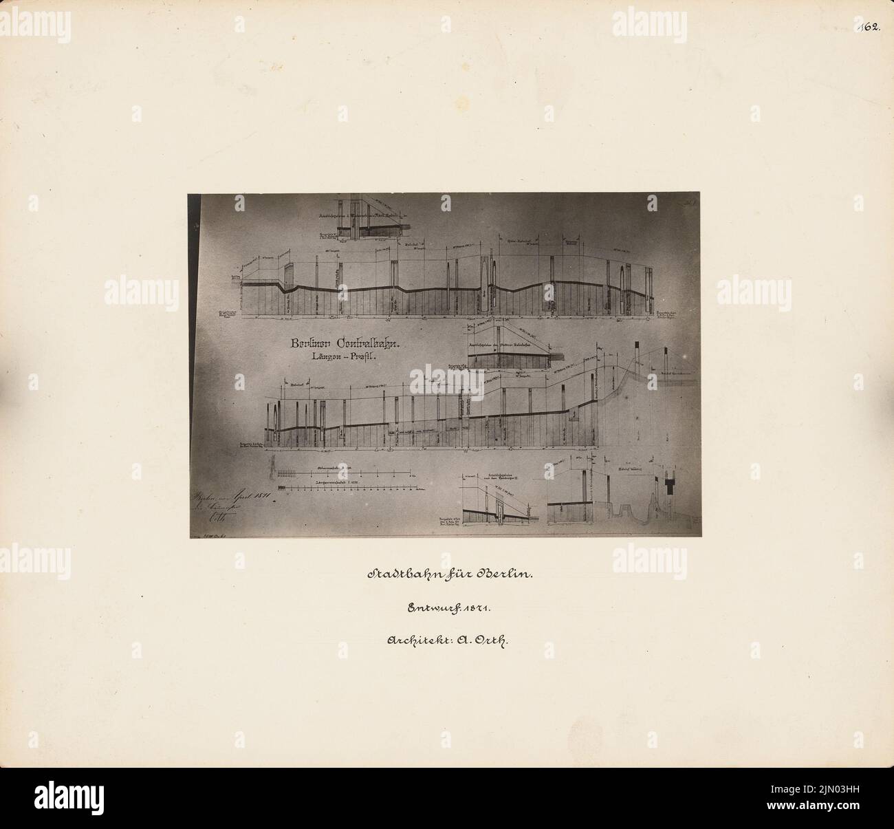 Orth August (1828-1901), Stadtbahnprojekt I, Berlin (1871): Length ...
