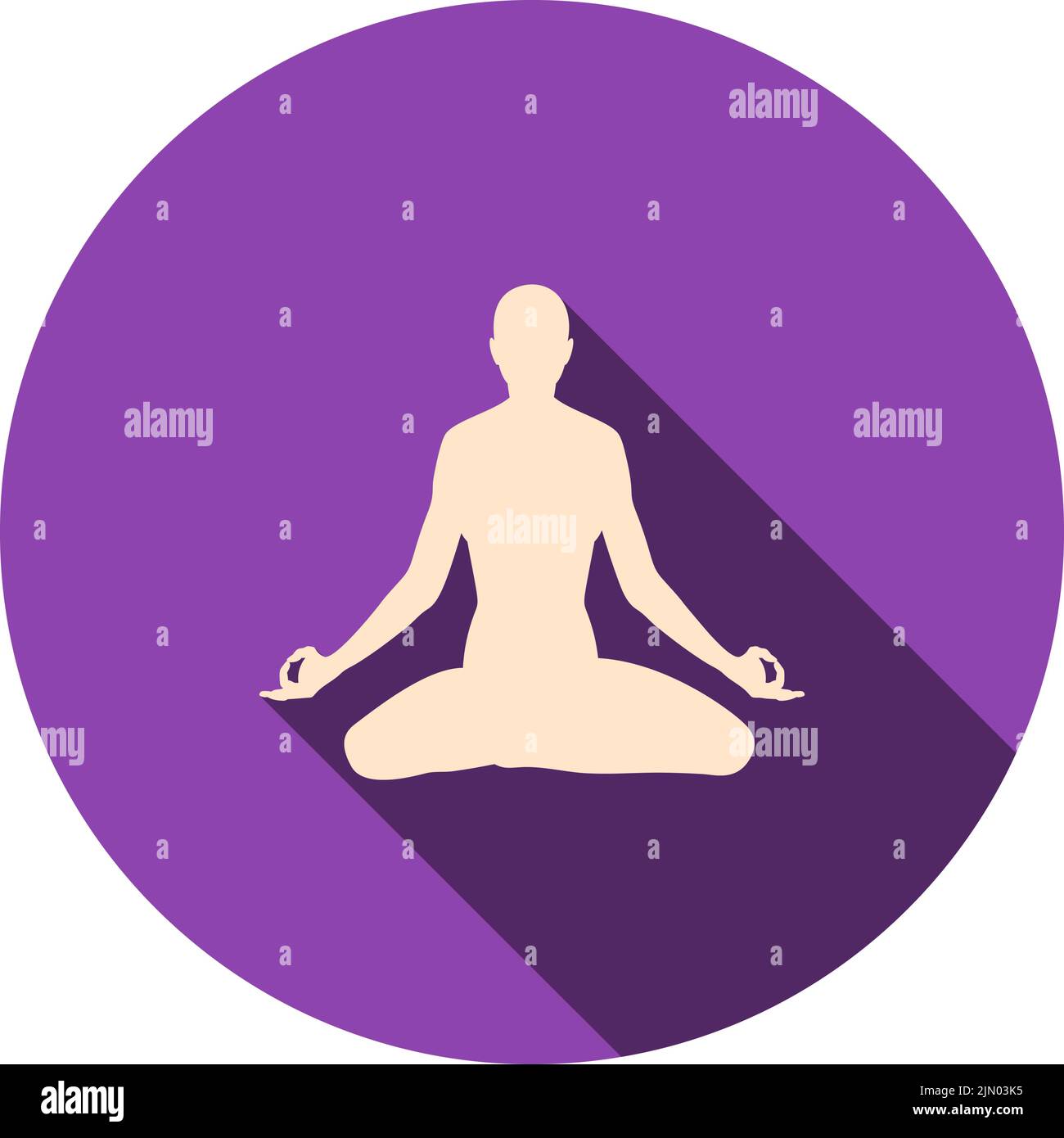 Lotus Pose Icon. Flat Circle Stencil Design With Long Shadow. Vector ...