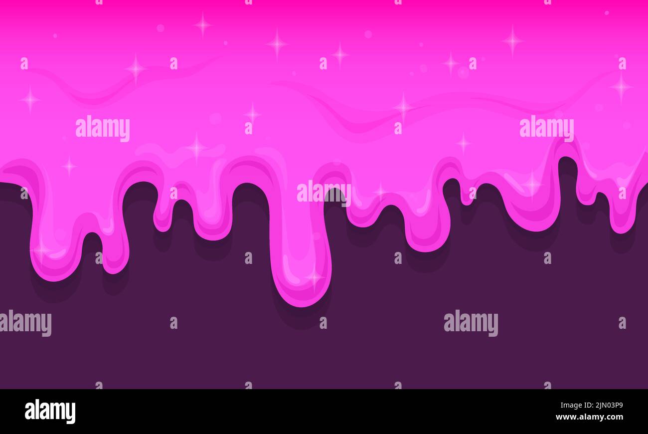 Pink slime. Glitter drip bubble gum or strawberry jelly, texture sweet ...