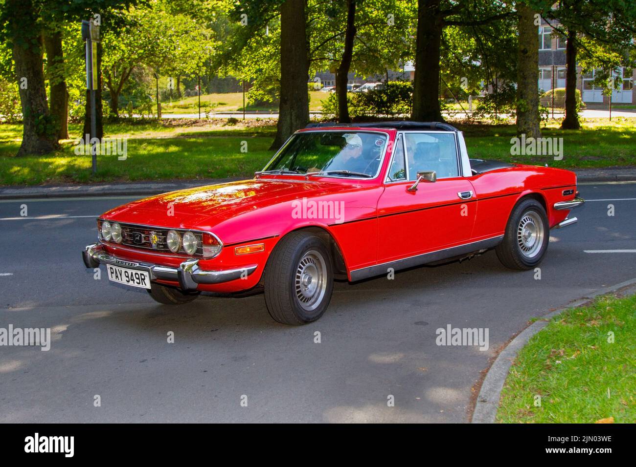 1976 70s, seventies red Triumph Stag 2997cc petrol Cabrio; at the 13th ...