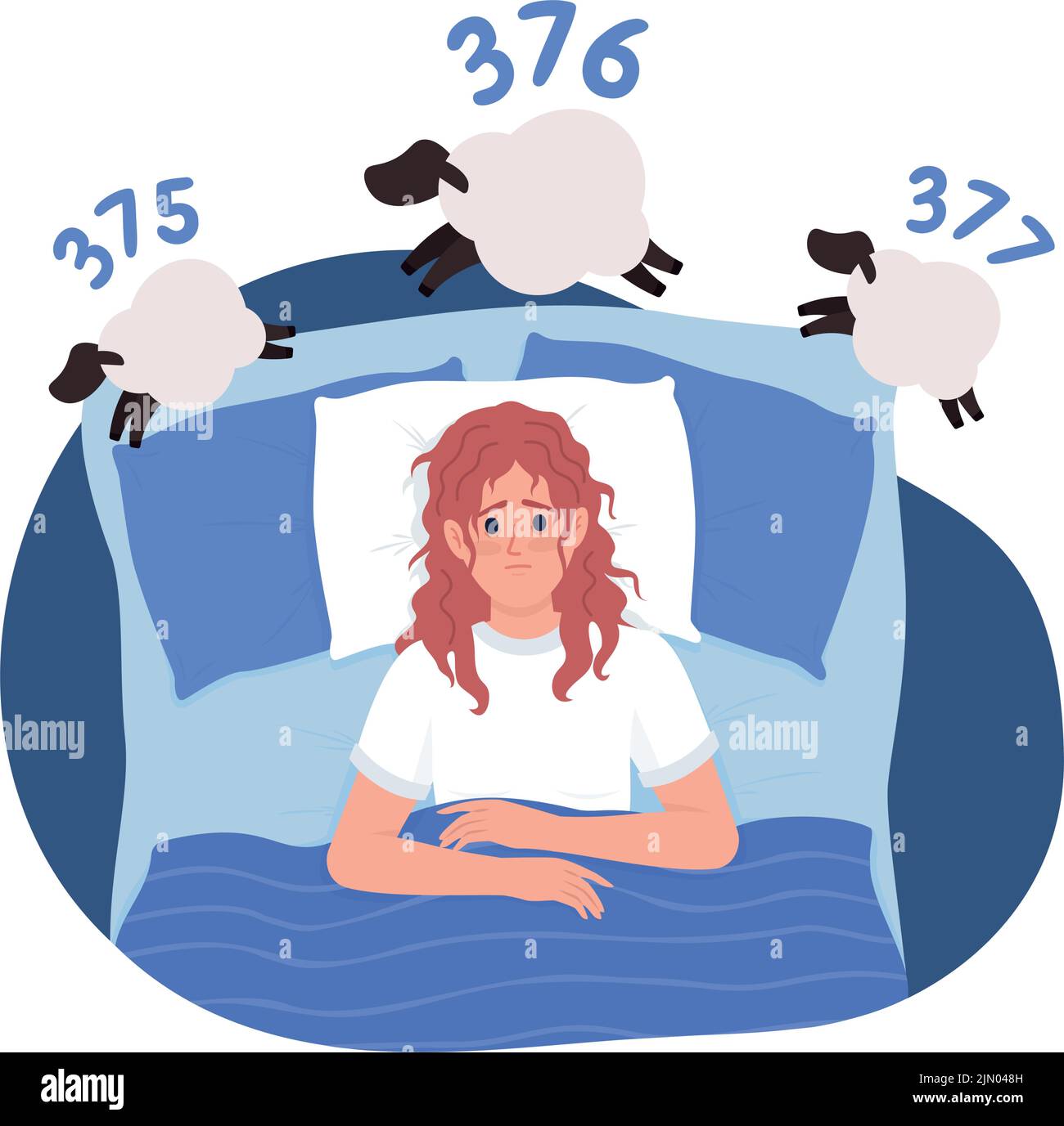 Woman counting in bed Stock Vector Images - Alamy