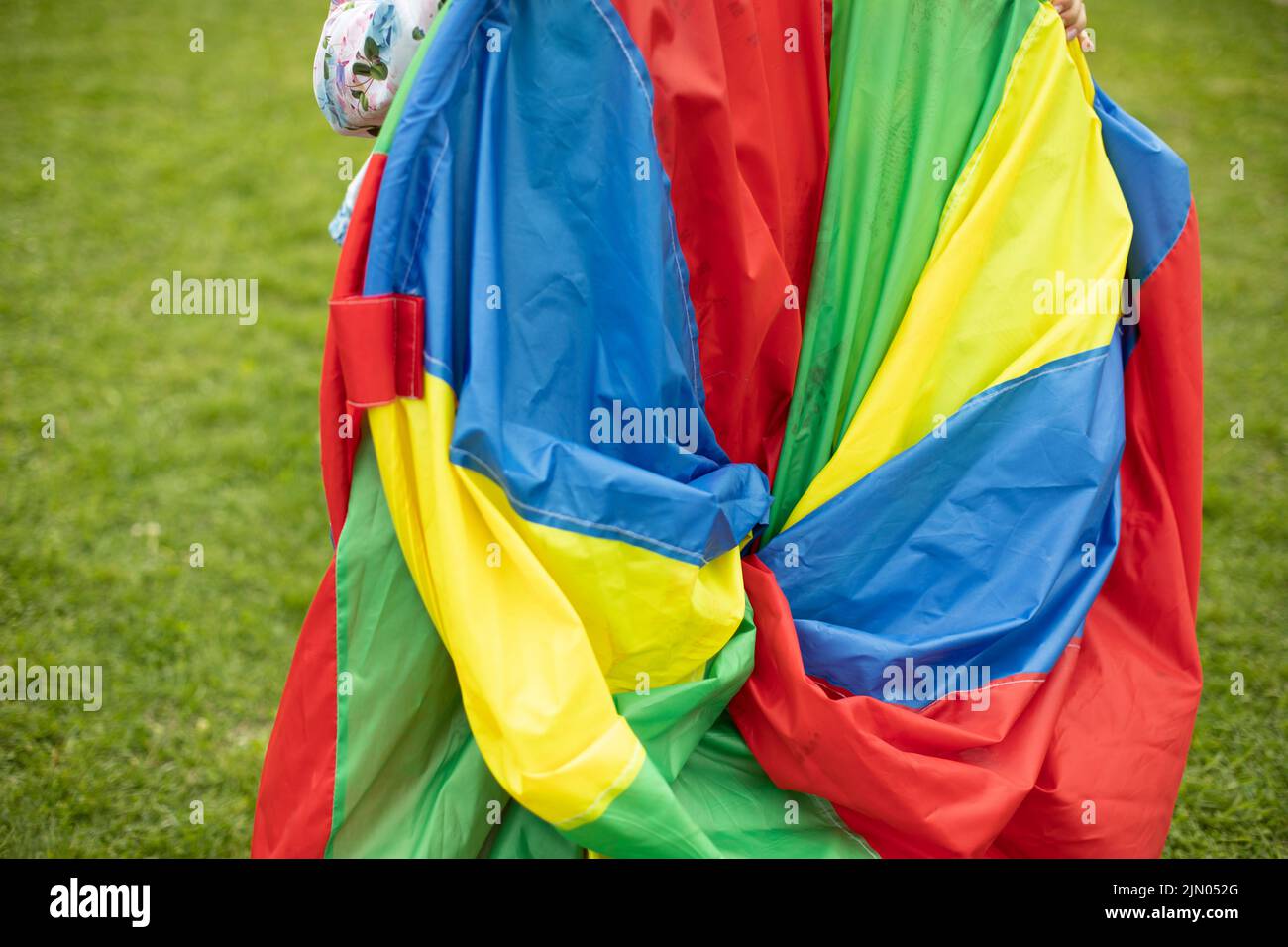 Colored fabric. Inventory for fun. Sports relay. Details of holiday ...