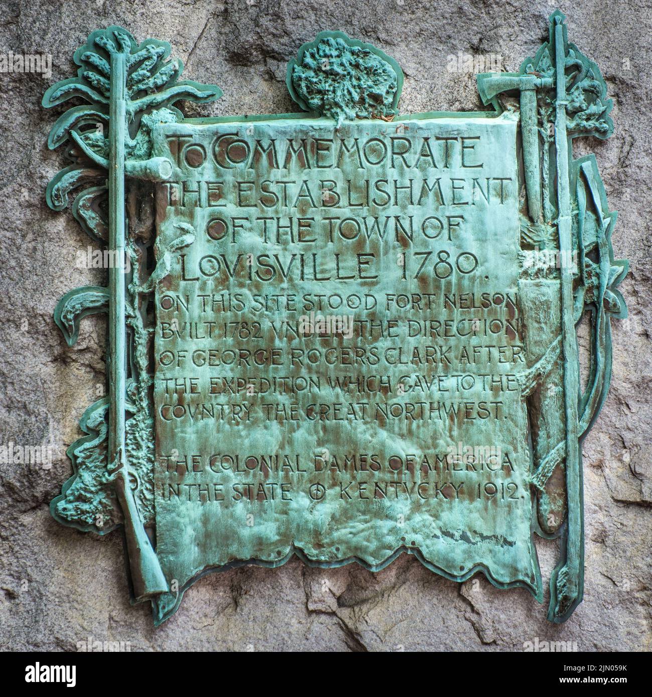 Fort Nelson Plaque Black and White - Louisville Kentucky History Stock ...