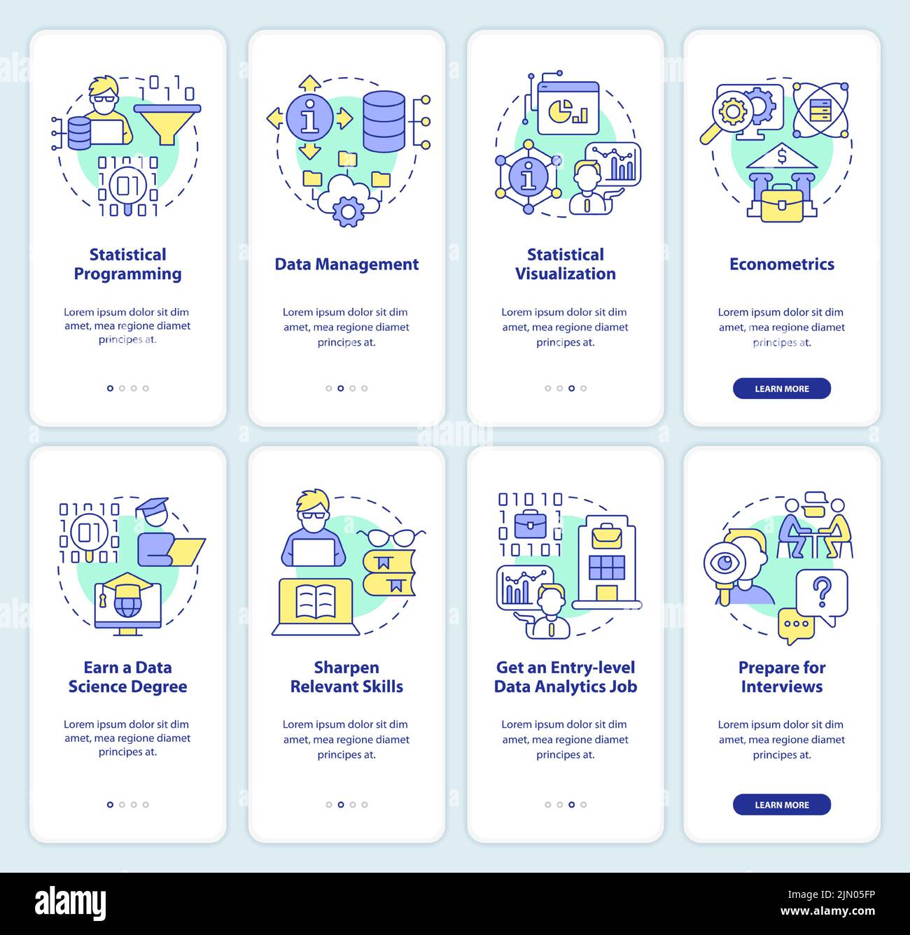 Data management expert onboarding mobile app screen set Stock Vector Image & Art - Alamy