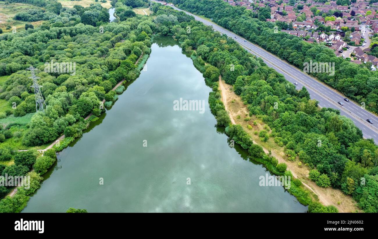 Aerial view of A3 motorway in Guildford Surrey England Stock Photo - Alamy